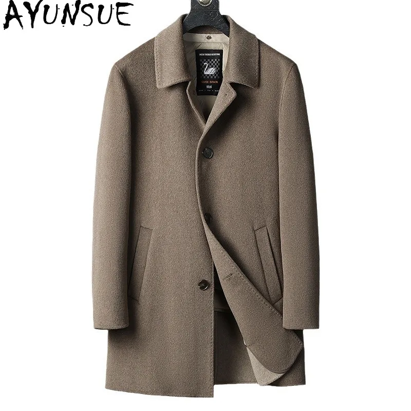 AYUNSUE 100% Sheep Wool Jacket Men Winter Clothes 2025 Business Casual ...