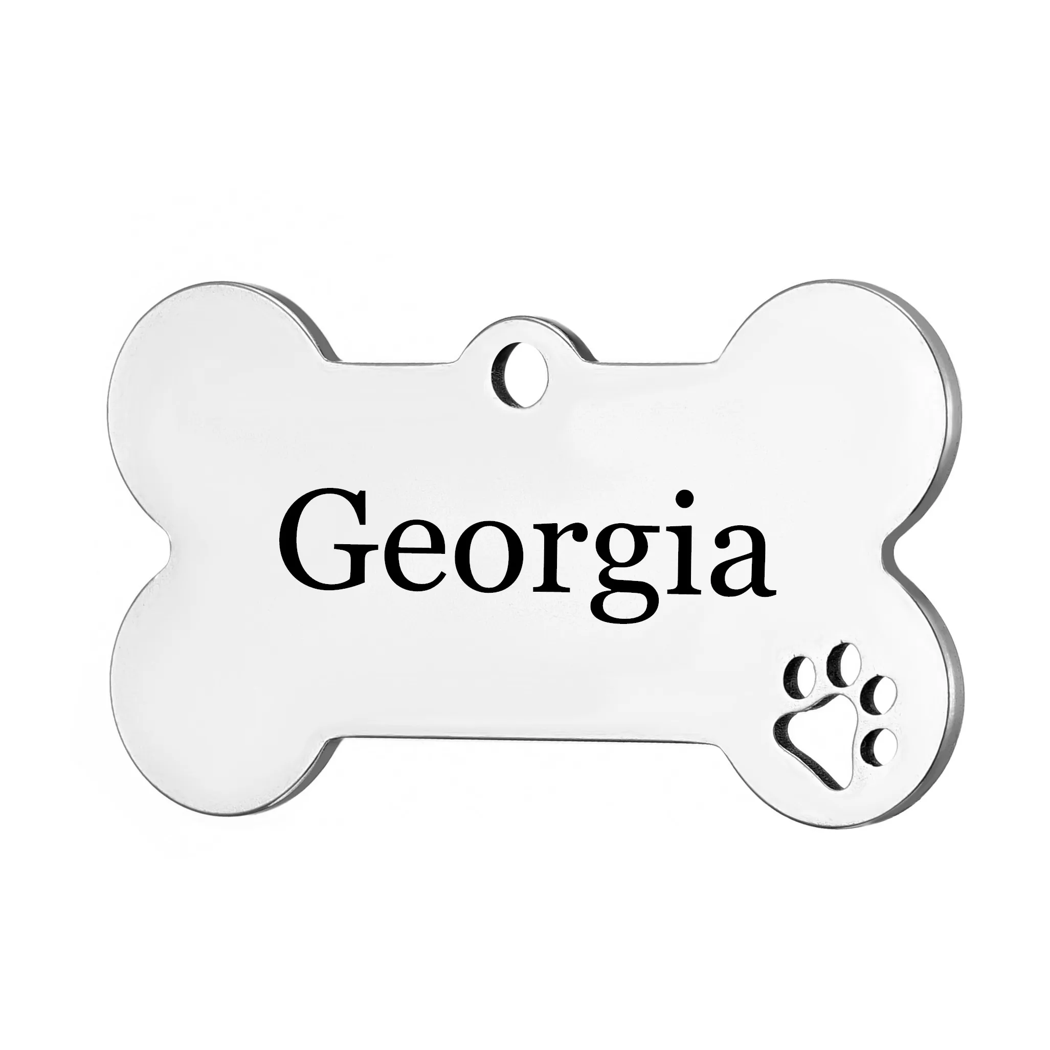 Stainless steel ID Tag For Dog Cat Cosplay Collar Hollow Footprints ...
