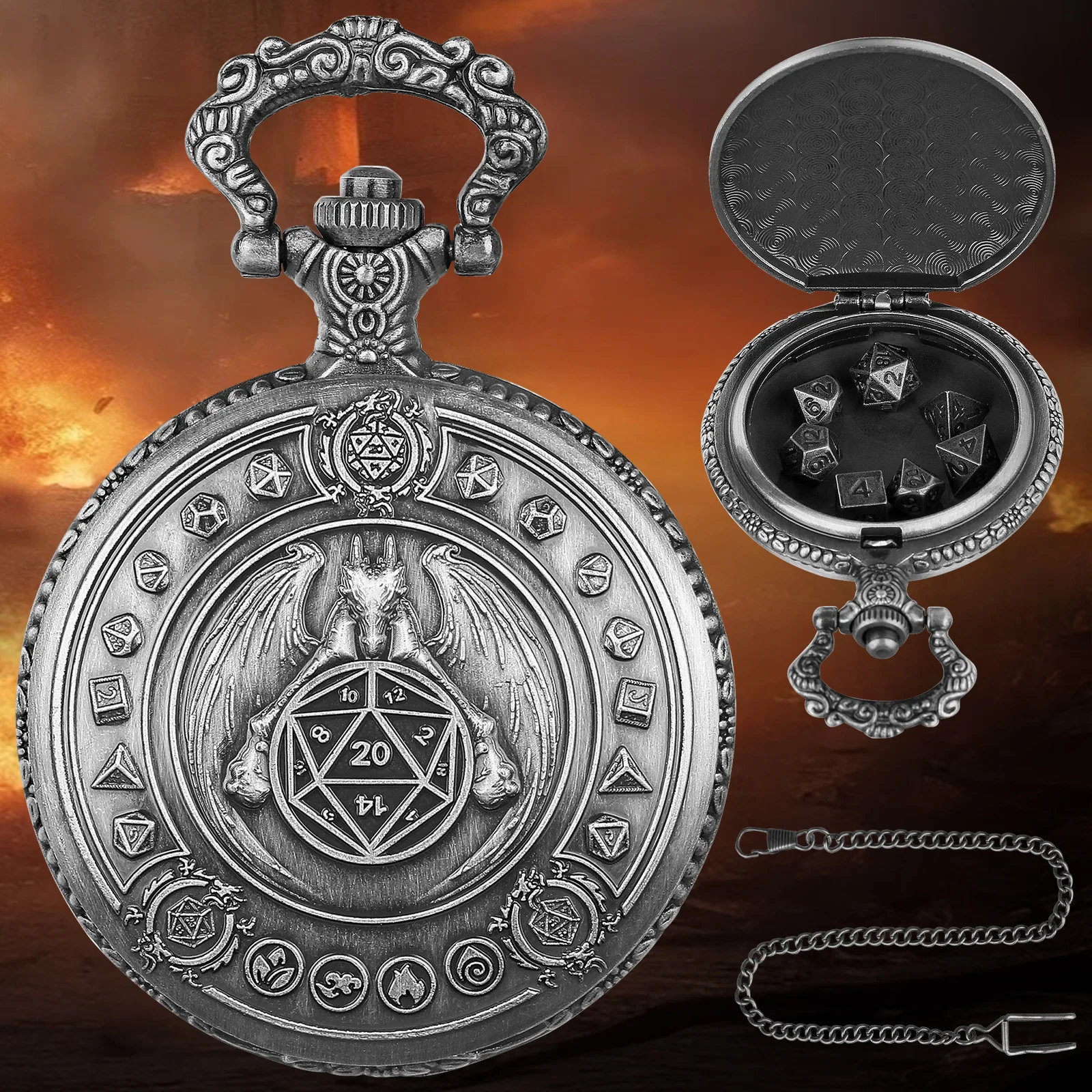 Steampunk-Metal-Pocket-Watch-Dice-Pocket-Watch-with-7pcs-Mini-Dices-Set ...