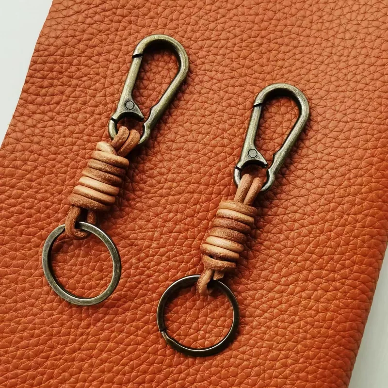Bronze-Blank-Keyring-Cowhide-Keychain-Vintage-Split-Rings-Leather ...