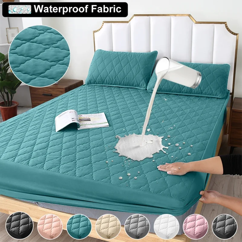 Super-Waterproof-Quilted-Mattress-Cover-Set-Single-Bed-Cover-Protector ...