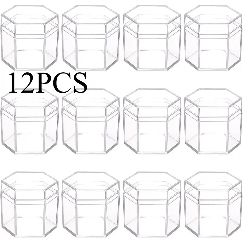 12pcs Transparent Hexagonal Storage Boxes for Weddings Candies Gifts ...