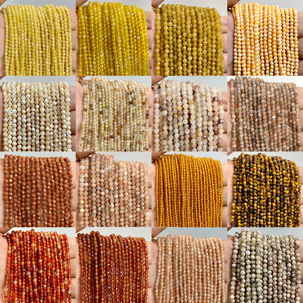 2-3-4-MM-Natural-Yellow-Orange-Stone-Beads-Small-Tiny-Faceted-Crystal ...