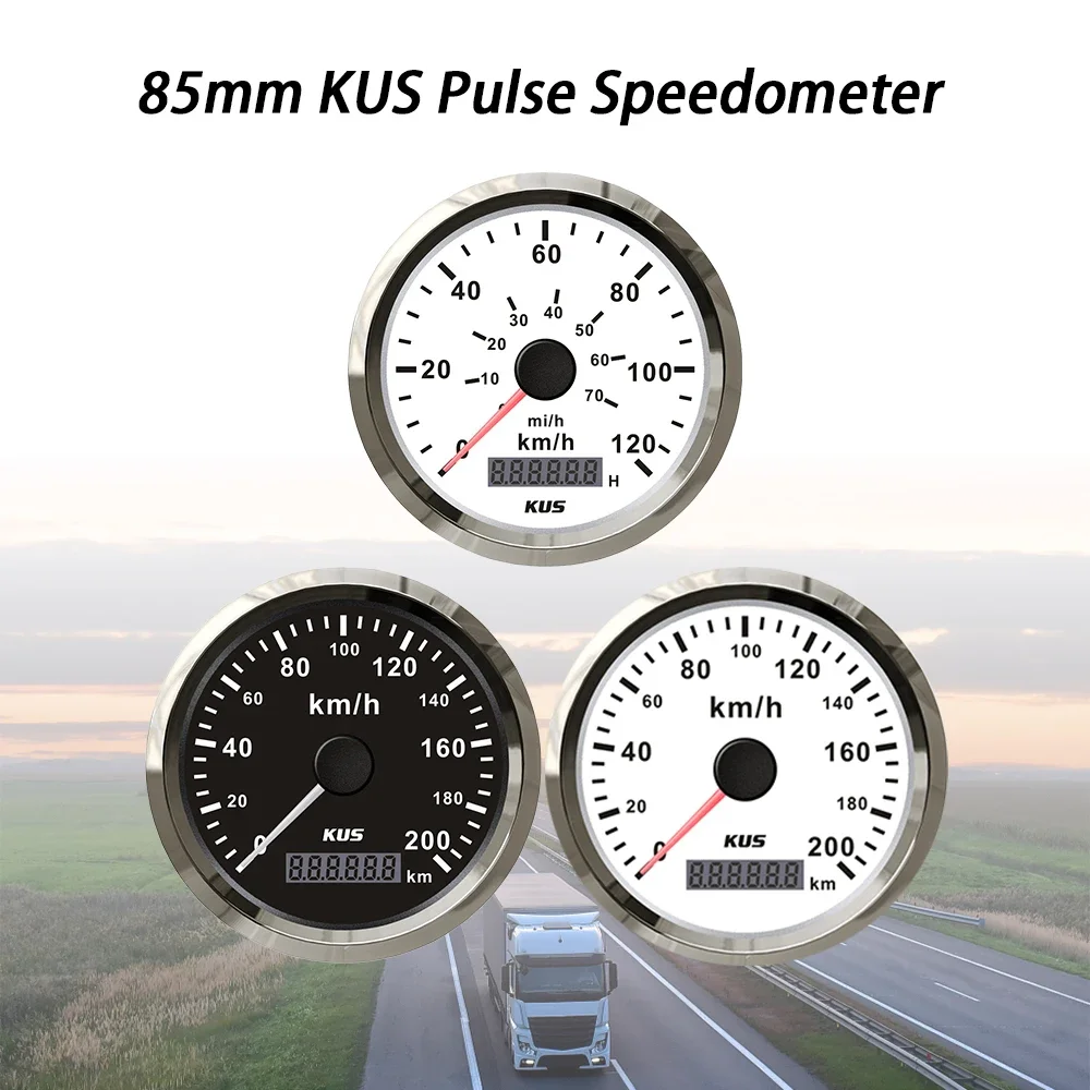 KUS-Pulse-Signal-85mm-Speedometer-0-120km-h-0-200km-h-with-Red-Yellow ...