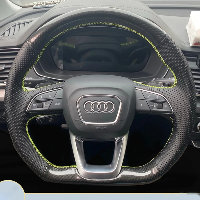 Auto lenkrad abdeckung schwarz Kohle faser Echt leder rutsch fest für ...