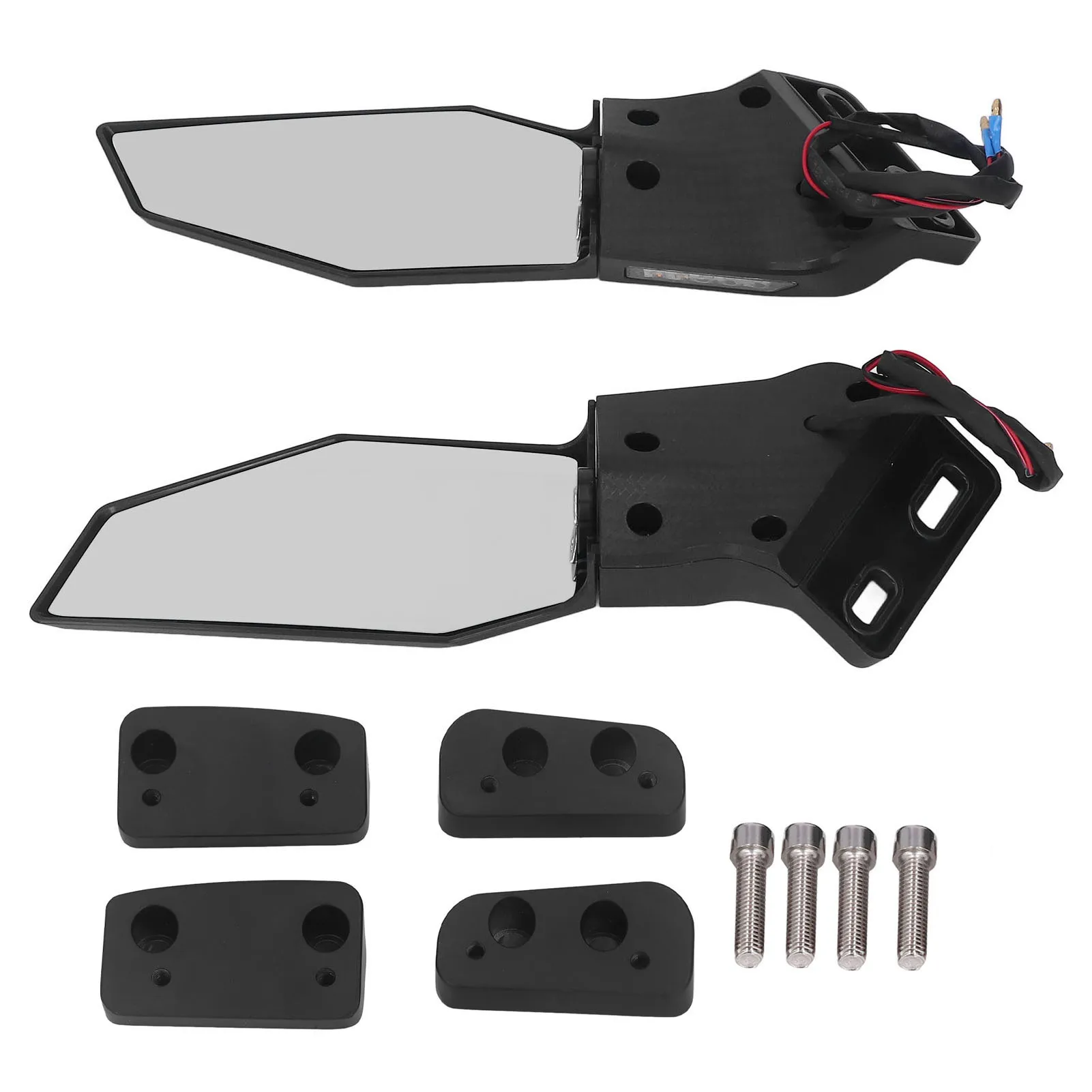 Motorcycle-Side-Rearview-Mirrors-Swivel-Wing-Fin-with-LED-Turn-Signal ...