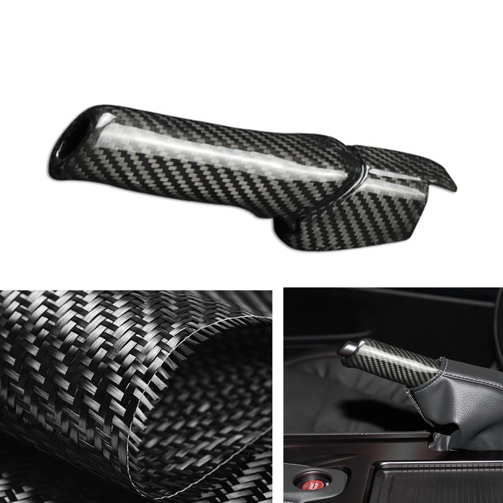 For-Nissan-GT-R-2008-2011-Black-Carbon-Fiber-Hand-Brake-Bar-Cover-Trim ...