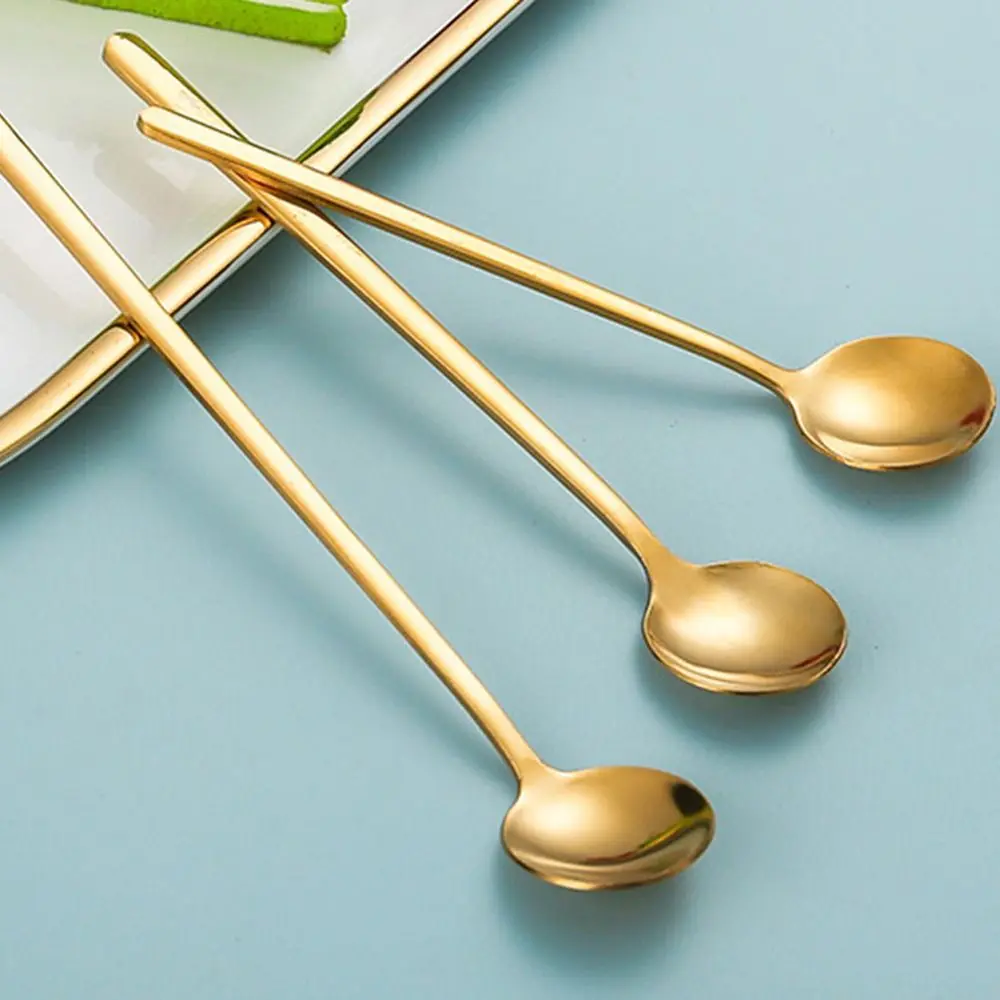 12Pcs-Gold-Stainless-Steel-Coffee-Spoons-Round-Shape-Mini-Teaspoons ...