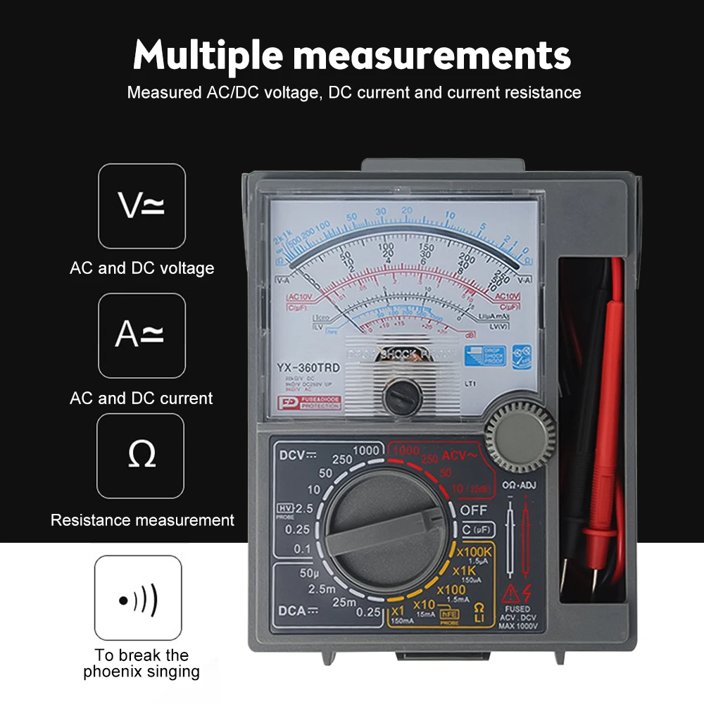 YX360TRD Analog Multimeter ACDC Voltage Current Ohm Testing, 60% OFF
