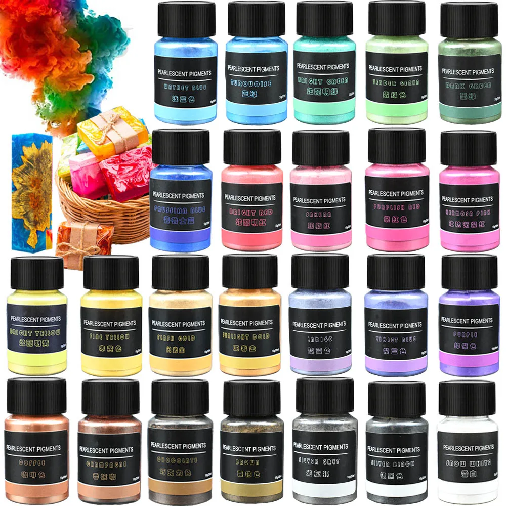 Mica-Powder-Pigment-24-Colors-Natural-Fine-Pigment-Glitter-Powder-for ...