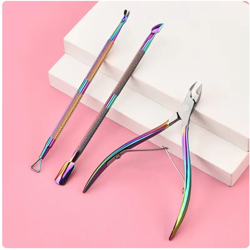 Steel Color Manicure Clippers Set Titanium Skeleton Dead Skin Scissors ...