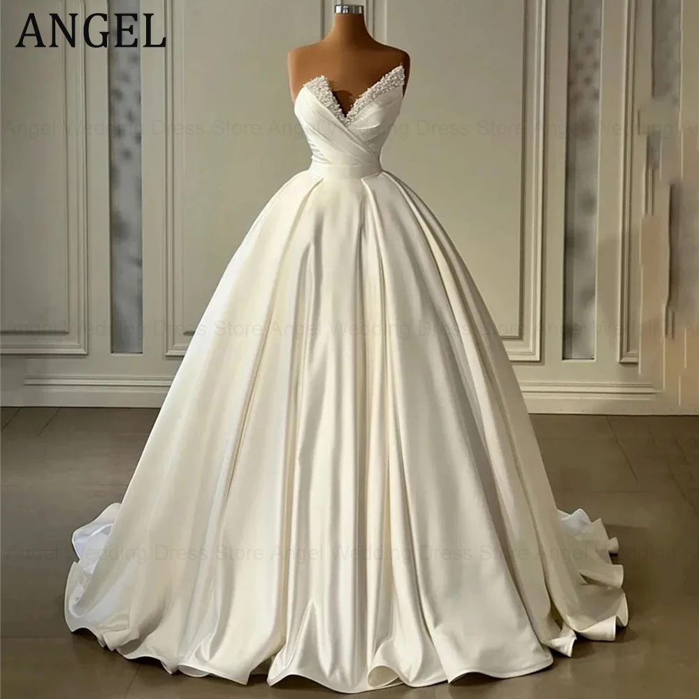 ANGEL-Sexy-Mermaid-Wedding-Dresses-Gorgeous-Satin-Simple-Romantic-Off ...