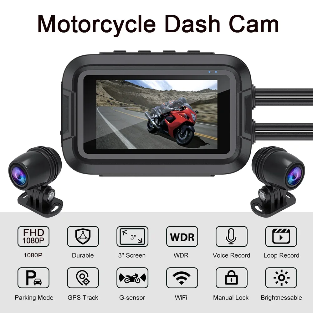 Full-Body-Waterproof-Motorcycle-Camera-Recorder-3-0-Inch-WiFi-GPS-Dual ...