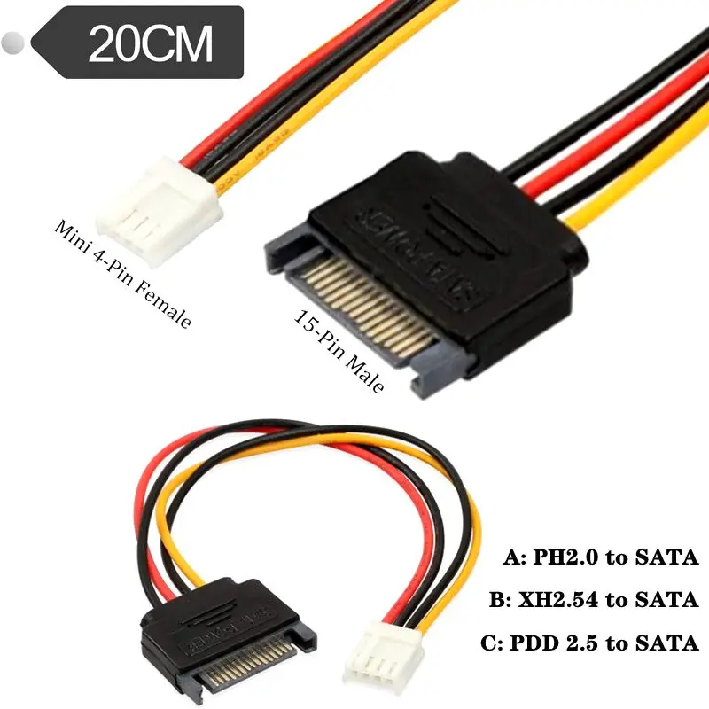 PH-2-0mm-XH2-54mm-4Pin-Small-Type-to-15Pin-HDD-SATA-Power-Supply-Cable ...