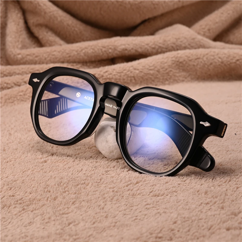 Vazrobe Black Eyeglasses Frames Male Vintage Glasses Men Women Acetate