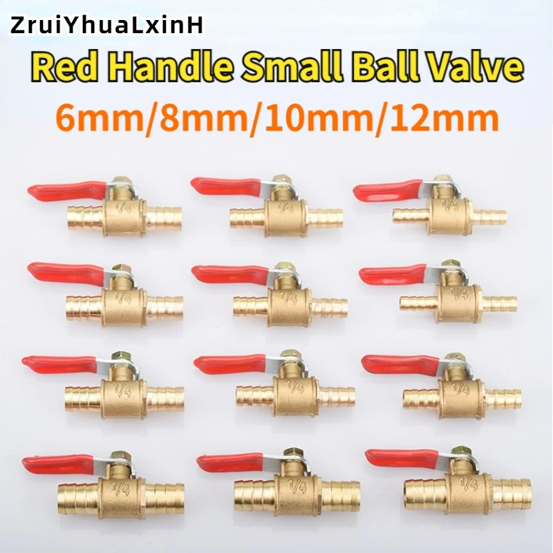 Red-Handle-Copper-Small-Valve-6mm-8mm-10mm-12mm-Hose-Barb-Inline-Brass ...