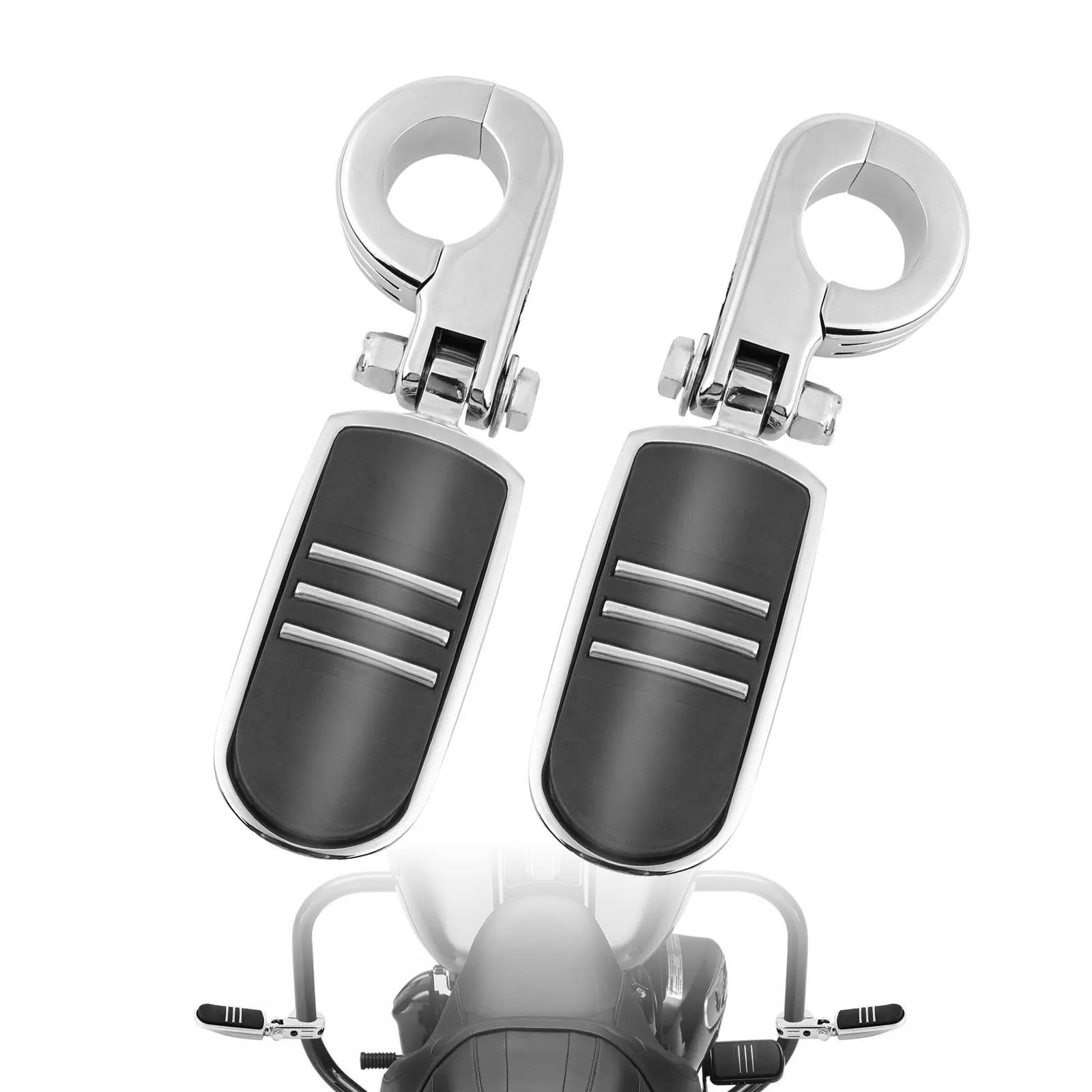 Chrome-Motorcycle-Highway-Crash-Bar-Foot-Pegs-Rest-Clamps-Engine-Guard ...