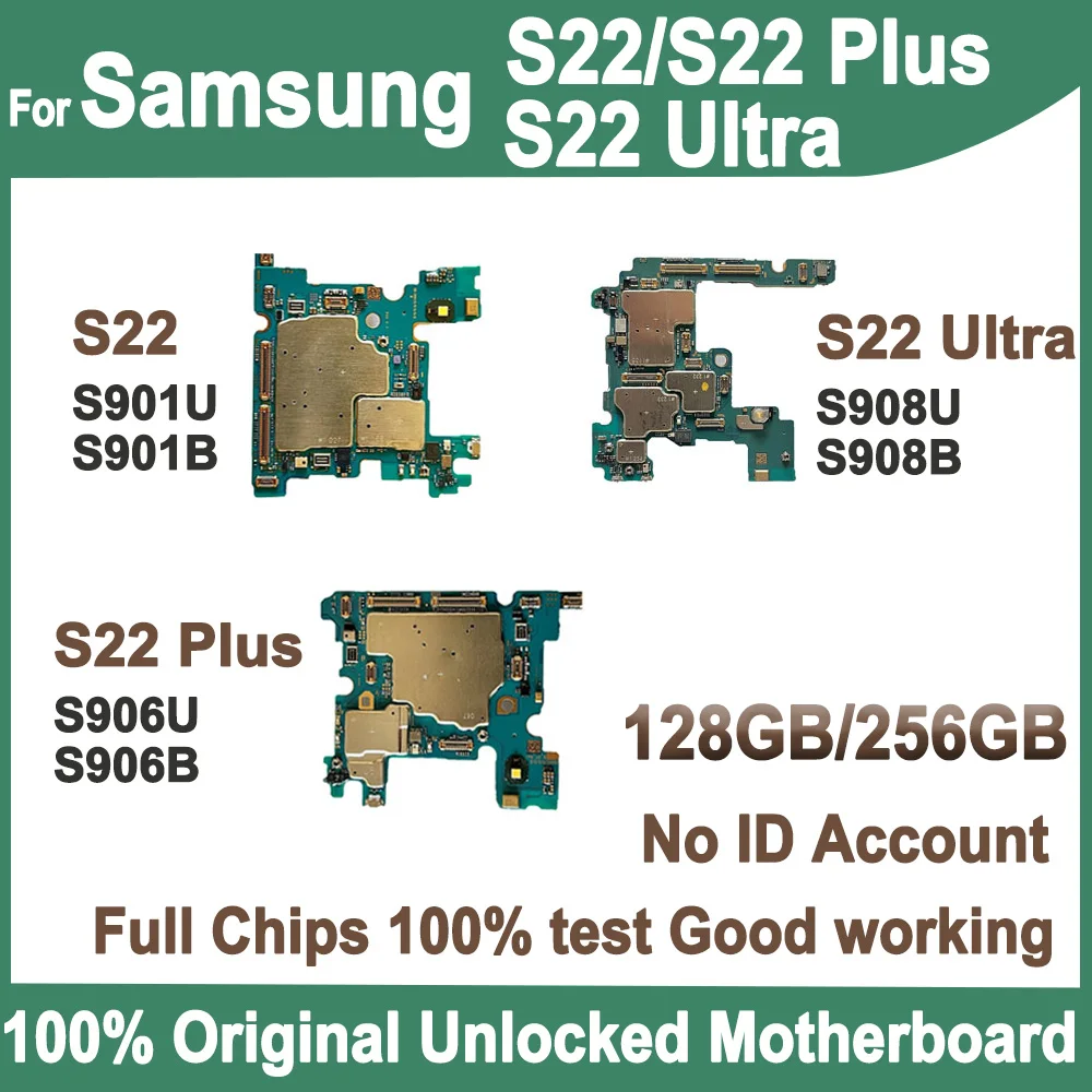 삼성 갤럭시 로직 보드용 오리지널 언락 마더보드, S22 S901U S901B S22 플러스 S22 + S906B S906U ...