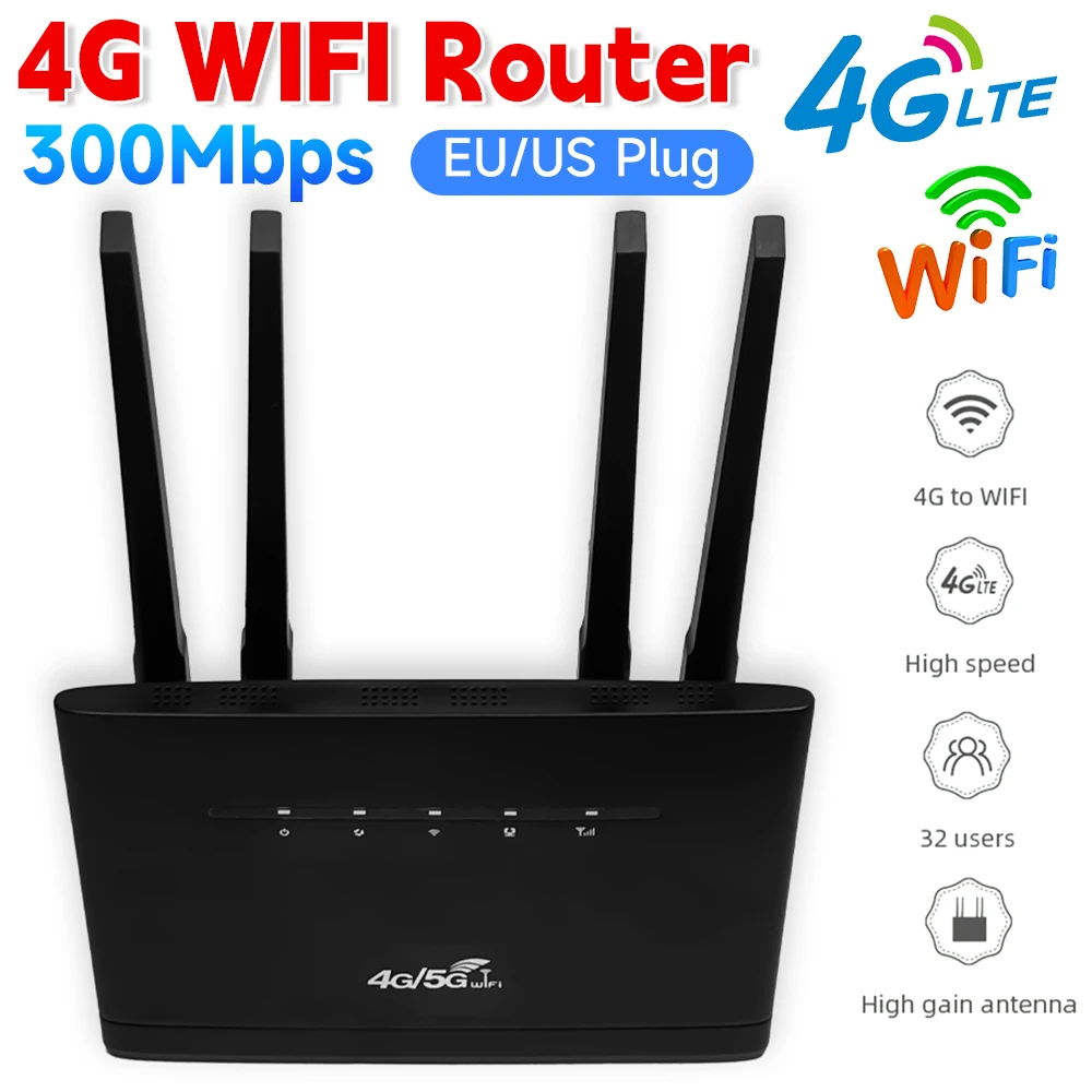 4G-LTE-WIFI-Router-300Mbps-Network-4-External-Antennas-Wireless-Router ...