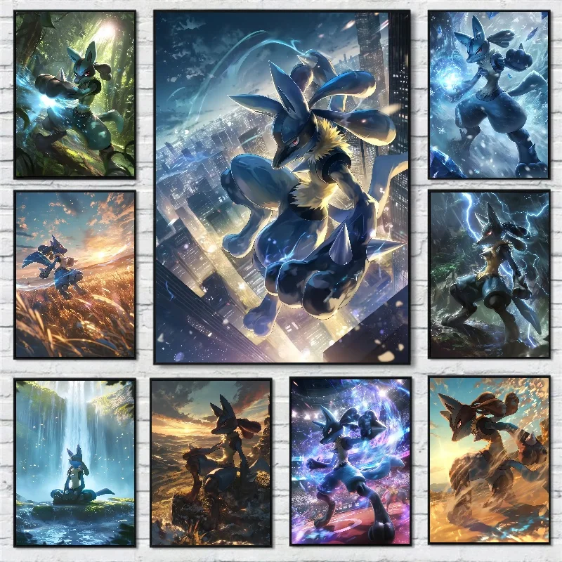 Classic Anime Pokemon Picture Lucario HD Poster Suitable for Children's ...