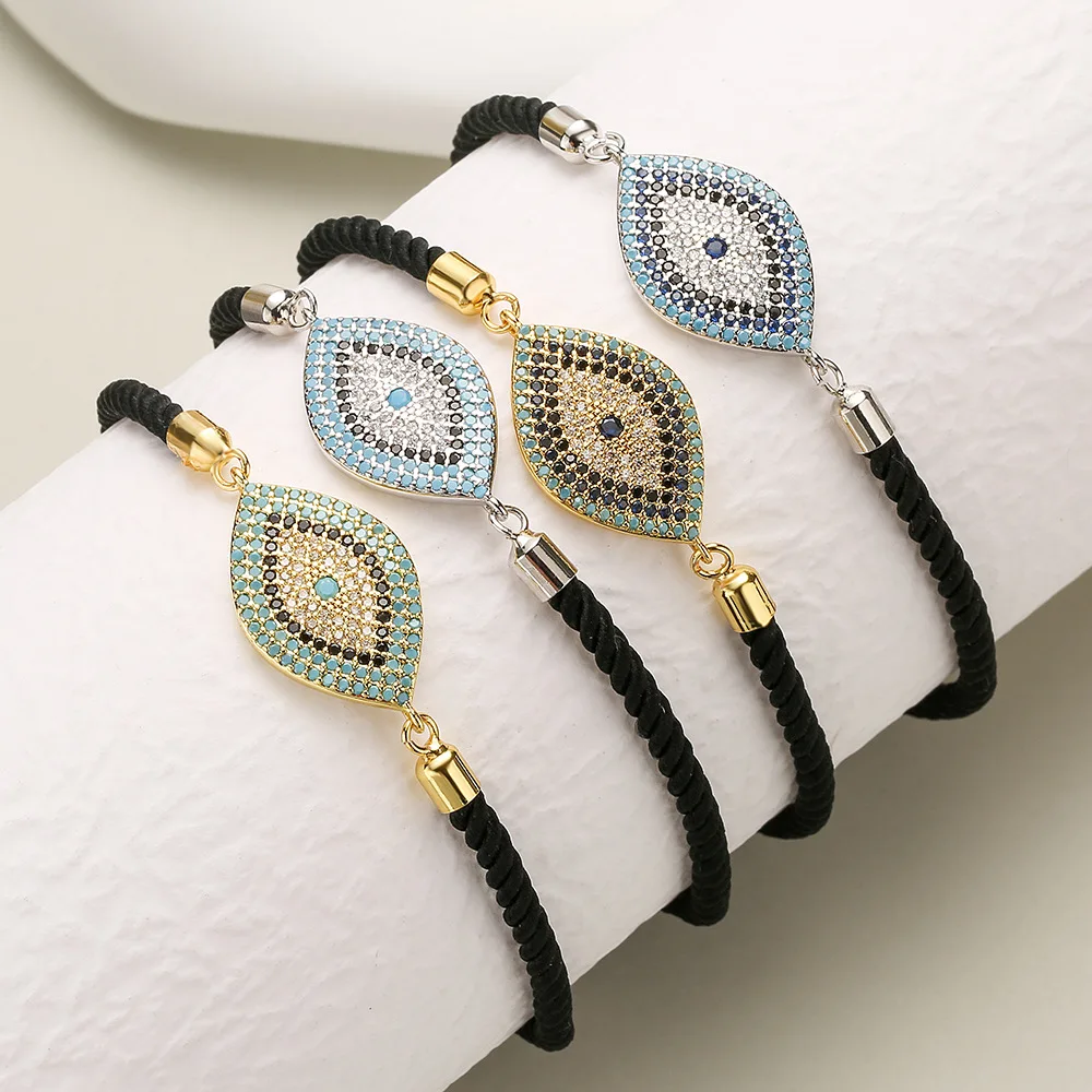 Hot-Sale-Black-Thread-Evil-Eye-Bracelets-for-Women-Copper-CZ-Crystal ...