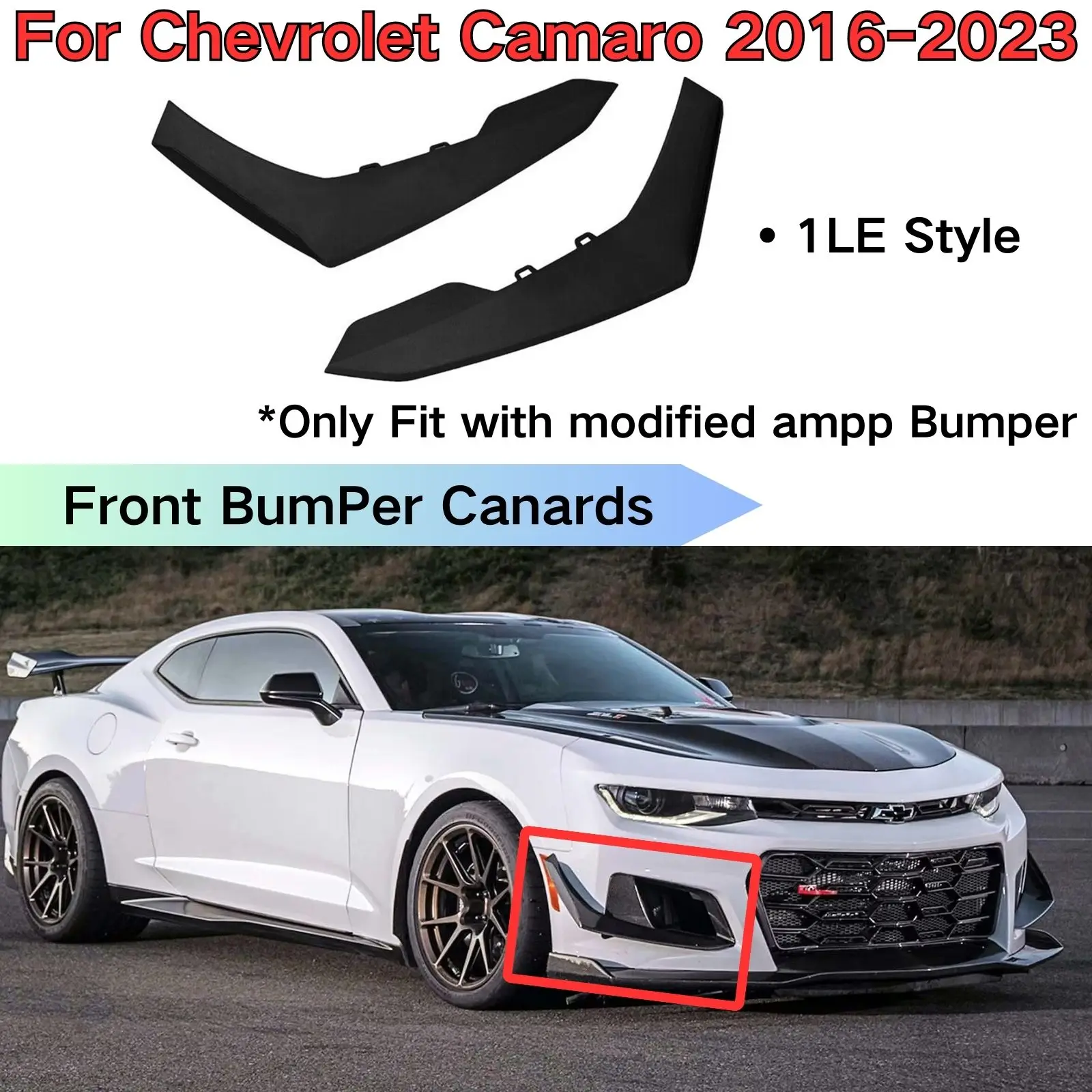 Replacement Front Bumper Side Splitter Canards PP For 2016-2023 ...