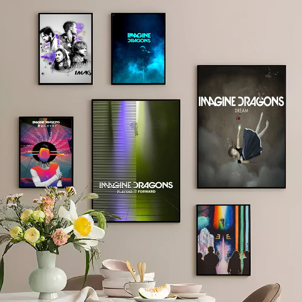 Imagine Dragons music Self-adhesive Art Poster Retro Kraft Paper ...