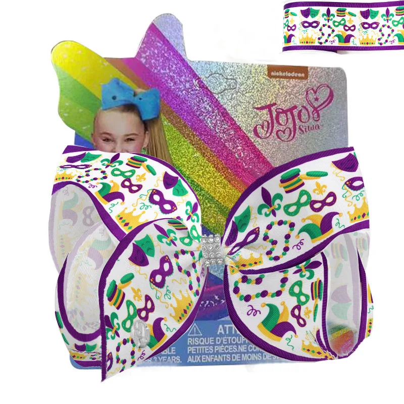 1/10Pcs Carnival Mardi Gras 8inch Hair Bow Clip Carnival Headwear ...