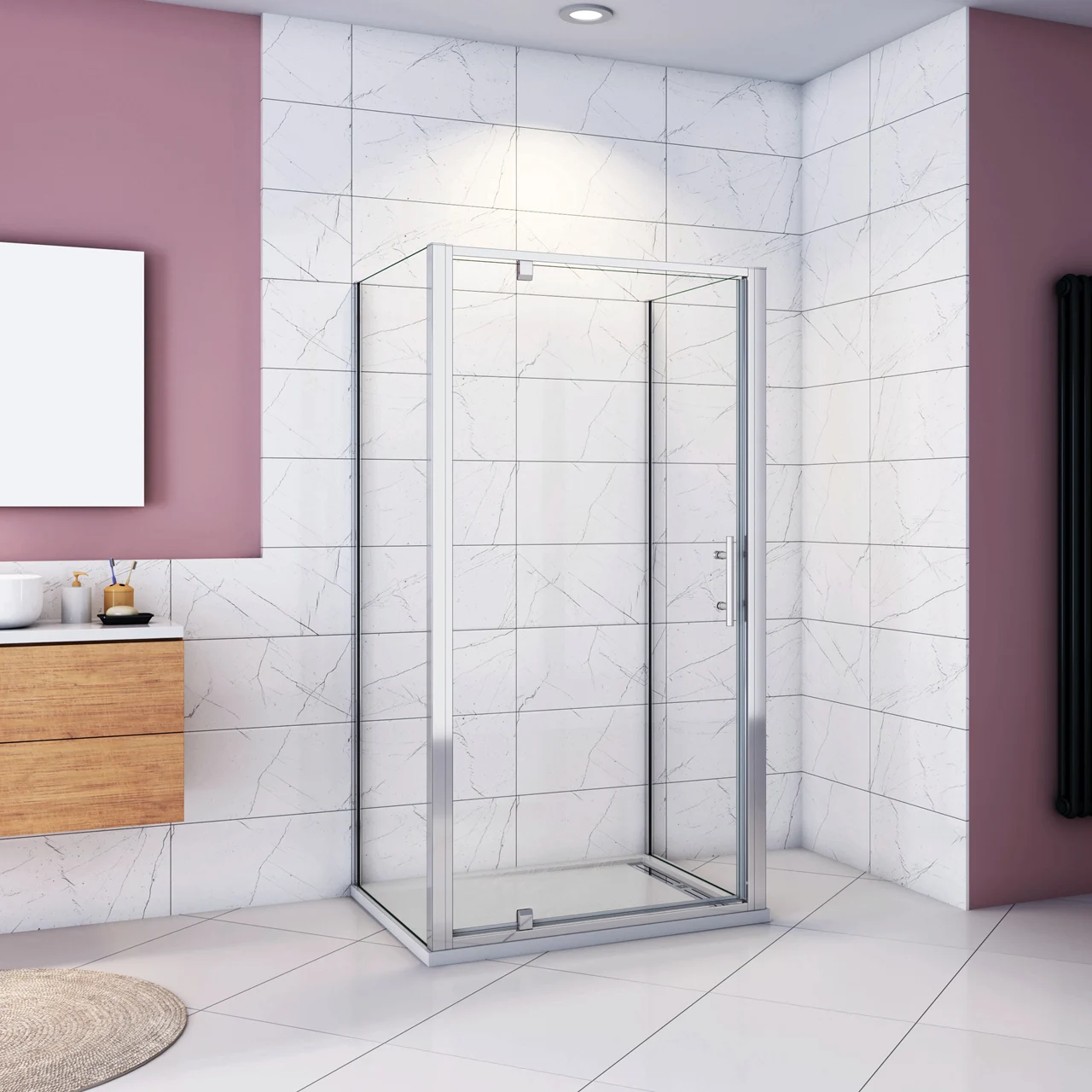 185cm Shower Box Three-sided Swinging Swivel Door 70/76/80/86/90/100cm ...