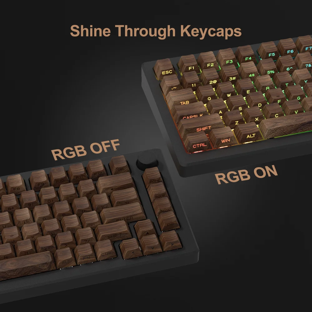 Translucent-PBT-Keycaps-for-Mechanical-Keyboard-Walnut-Grain-Cherry ...