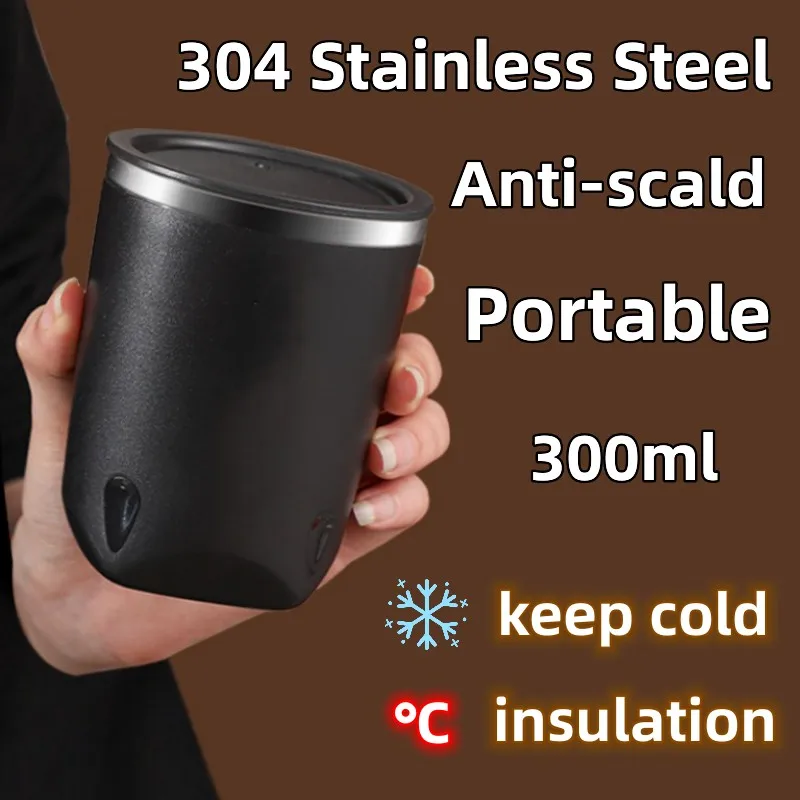 휴대용 자동차 컵 커피 열 머그잔 300ml/500ml 304 스테인레스 스틸 스트레이트 음료 안티 데임 아침 진공 절연 병| | - AliExpress