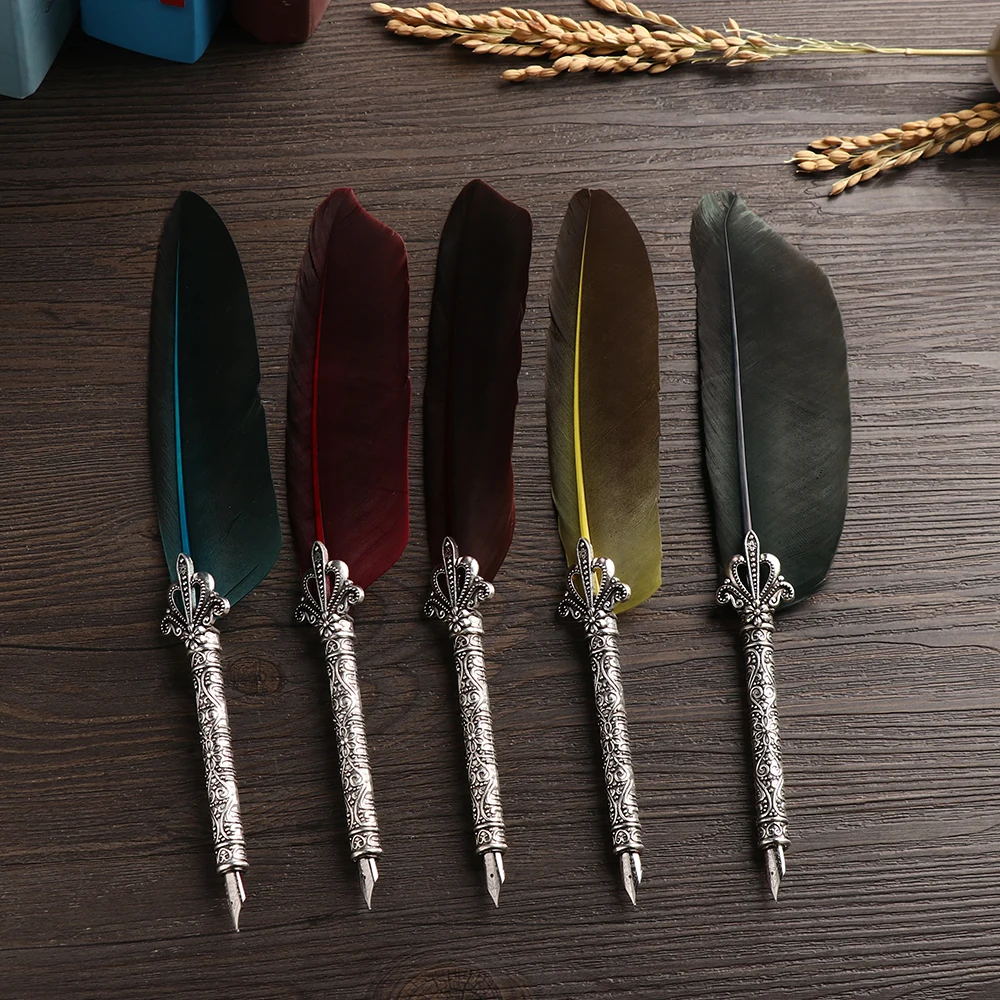 0.7mm Feather Pen with 5 Nibs Vintage Elegant Dip Pens English ...