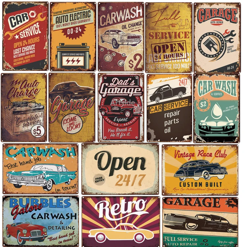 Vintage-Metal-Tin-Signs-Racing-Team-Car-Poster-Plate-Retro-Garage ...
