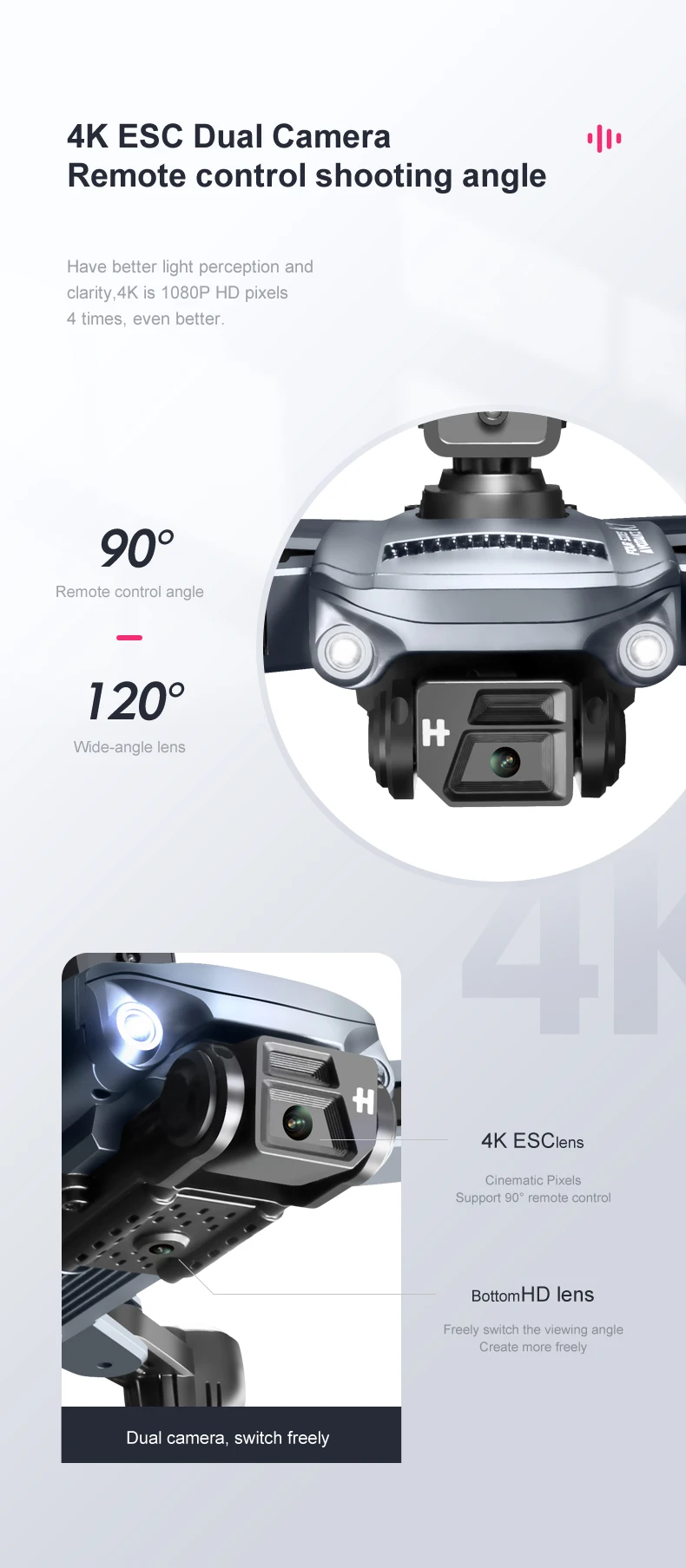 Contrôleur de flux lumineux 4K 2B - Drone K7 Avec Wifi 5g 4k Hd, Caméra Professionnelle, Lumière ...