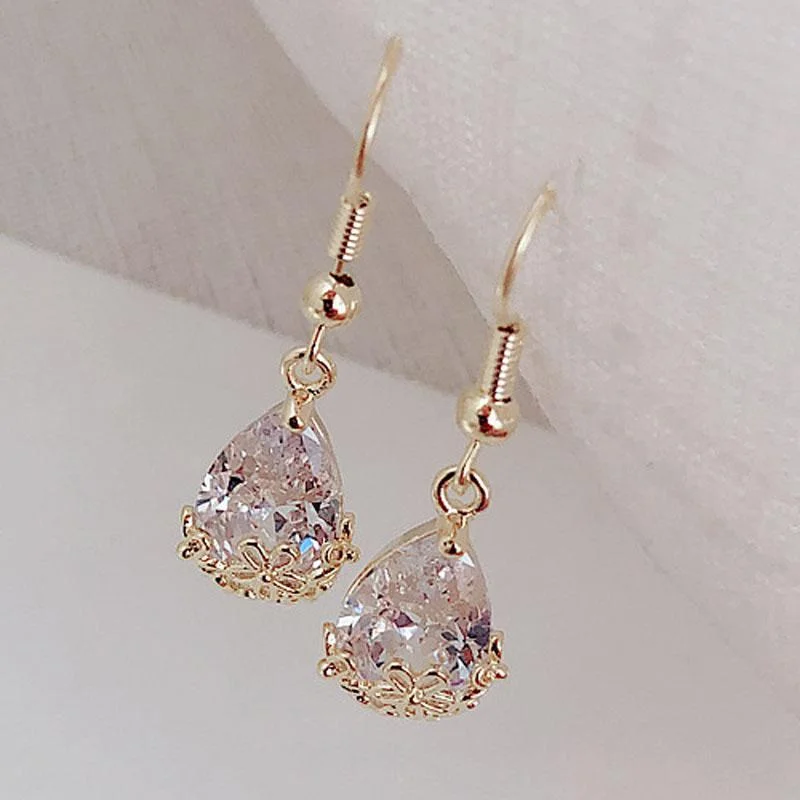 Luxury-Water-Drop-Crystal-Earrings-for-Women-Temperament-Inlaid-Zircon ...