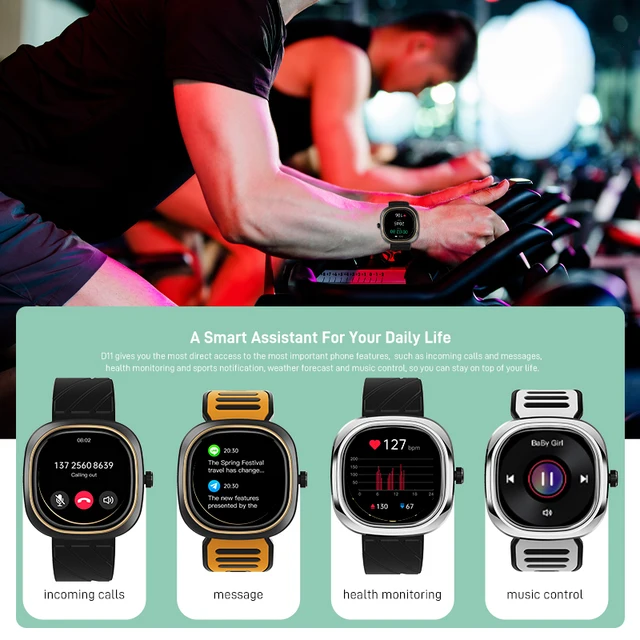 DOOGEE D11 Smartwatch IP68 Waterproof Bluetooth Real-time Heart Rate 70 ...