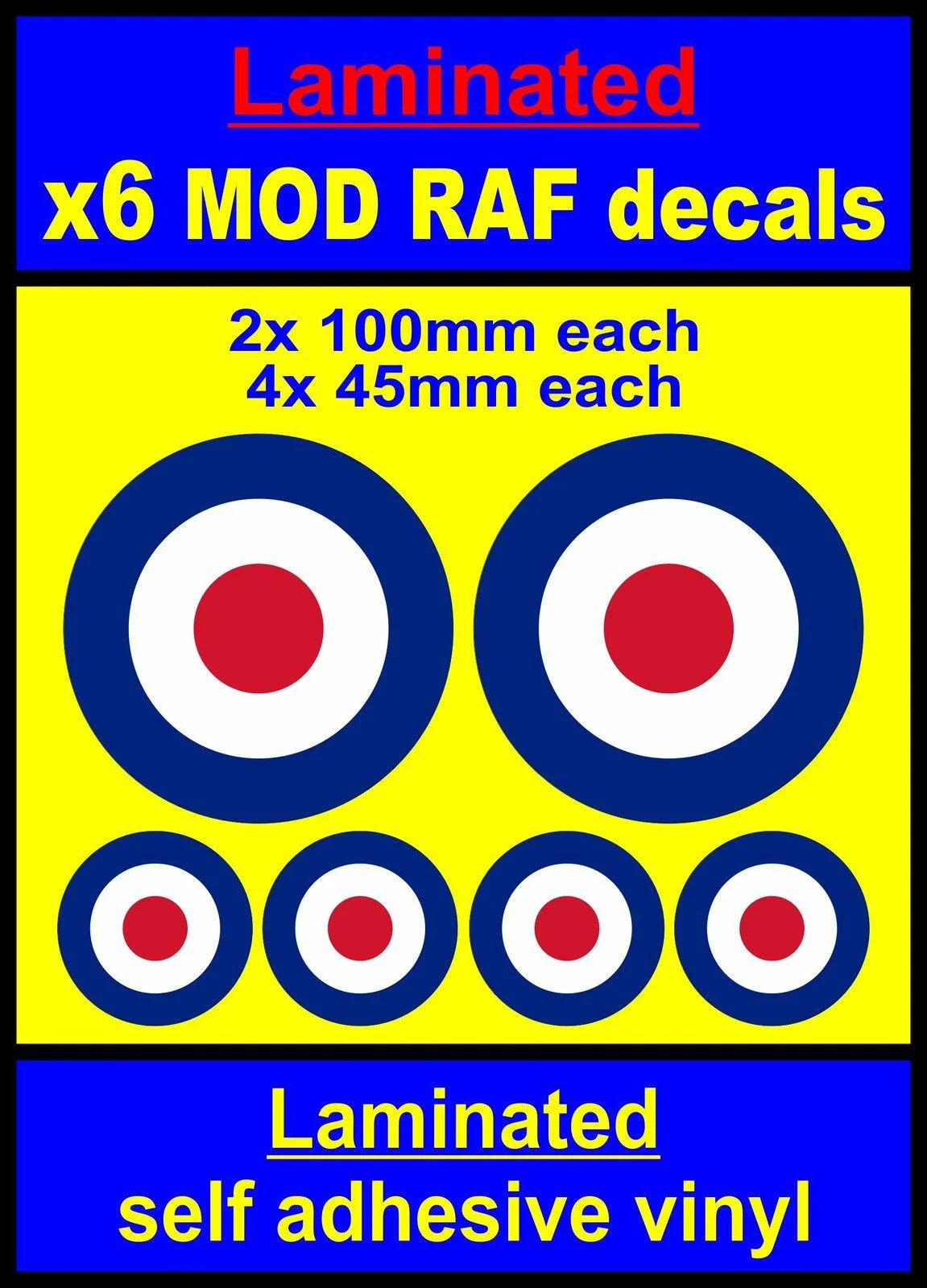 For Laminated 6x RAF Roundel stickers The Who Mod Target Scooter Decals ...