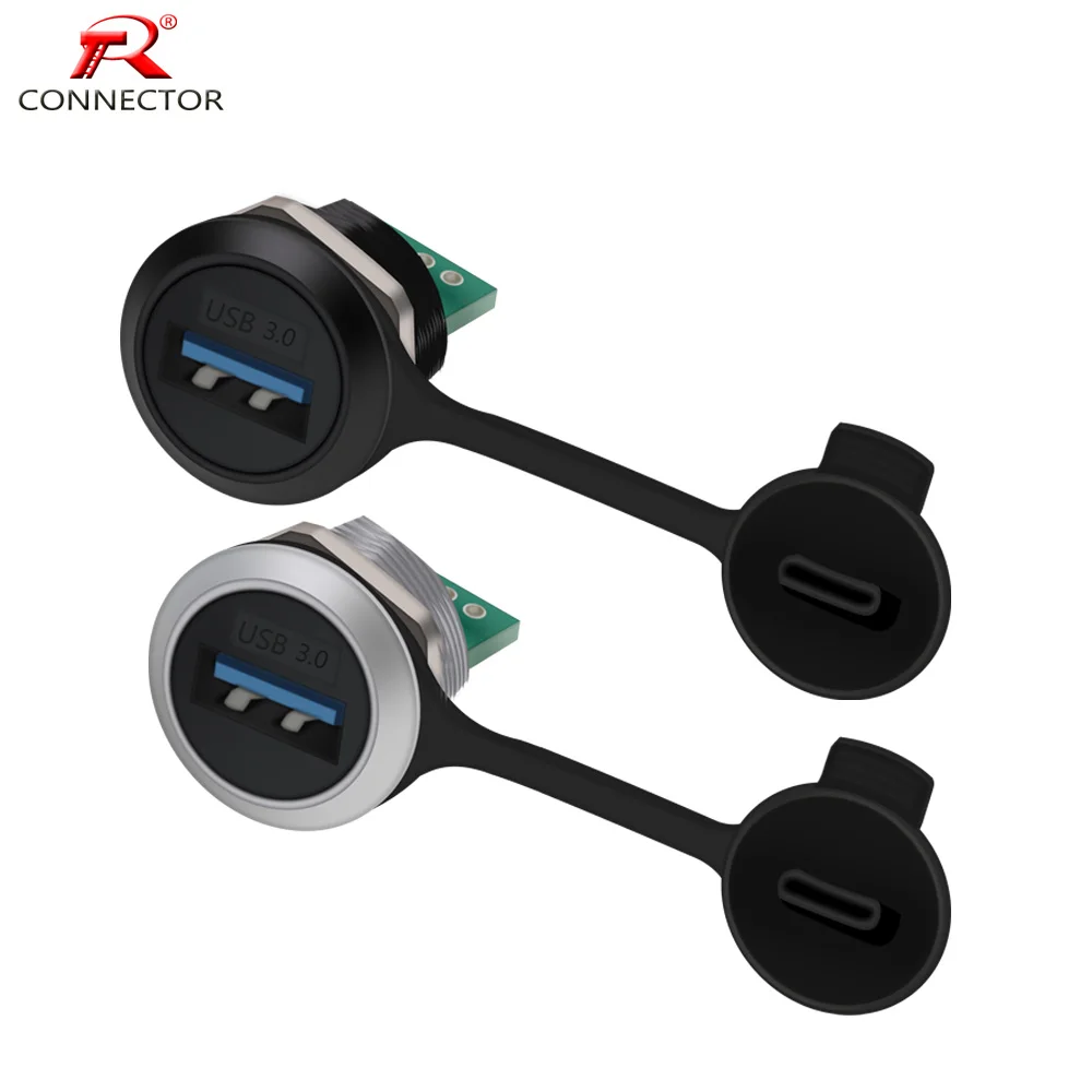 New-Round-Type-Chassis-Connector-USB-Type-C-Female-to-PCB-Board-Pass ...