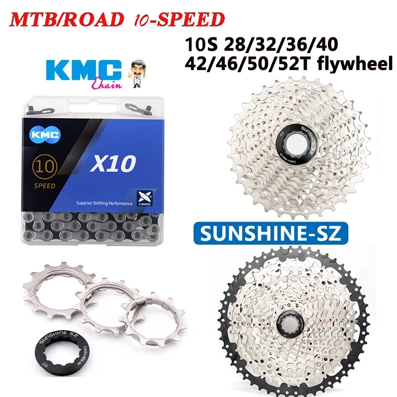 KMC-10V-Bicycle-Chain-With-SUNSHINE-10-Speed-28-32-36-40-42T-Bicycle ...