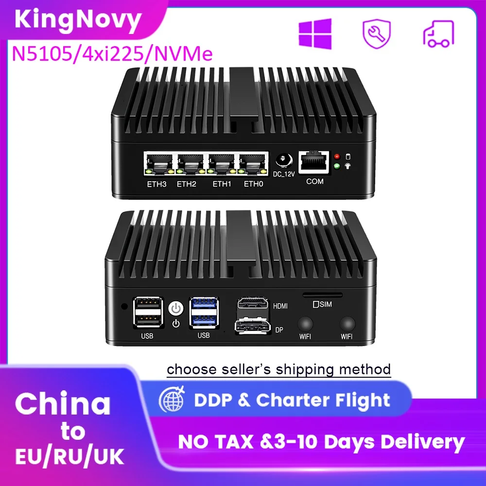 Industrial fanless mini pc n5105 4x intel 2.5g i225 i226 lan pfsense ...