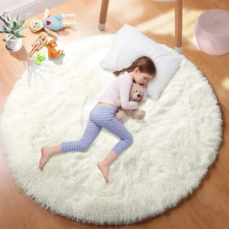 Super-Soft-Plush-Round-Rug-Mat-Fluffy-White-Carpets-For-Living-Room ...