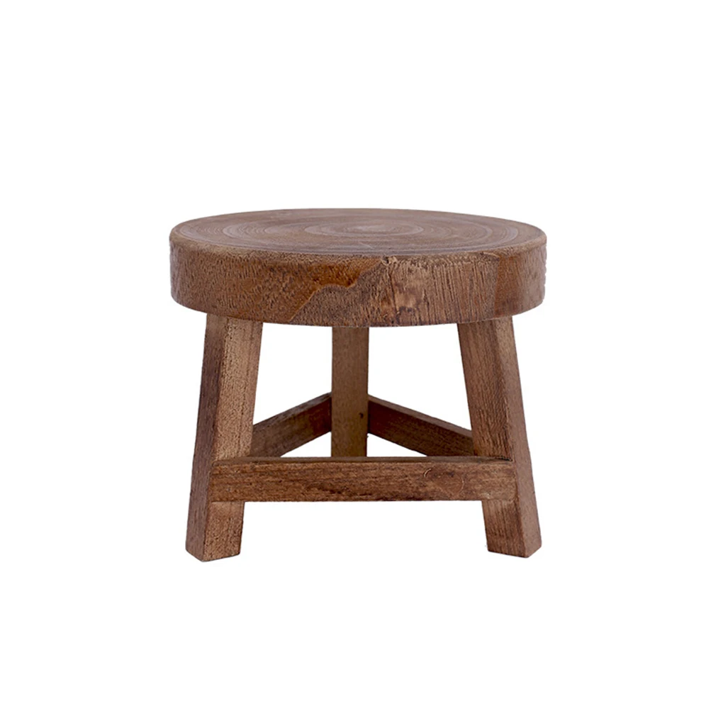 Wood-Low-Stools-Small-Round-Shape-Bench-Plant-Stand-Chair-Tea-Table ...