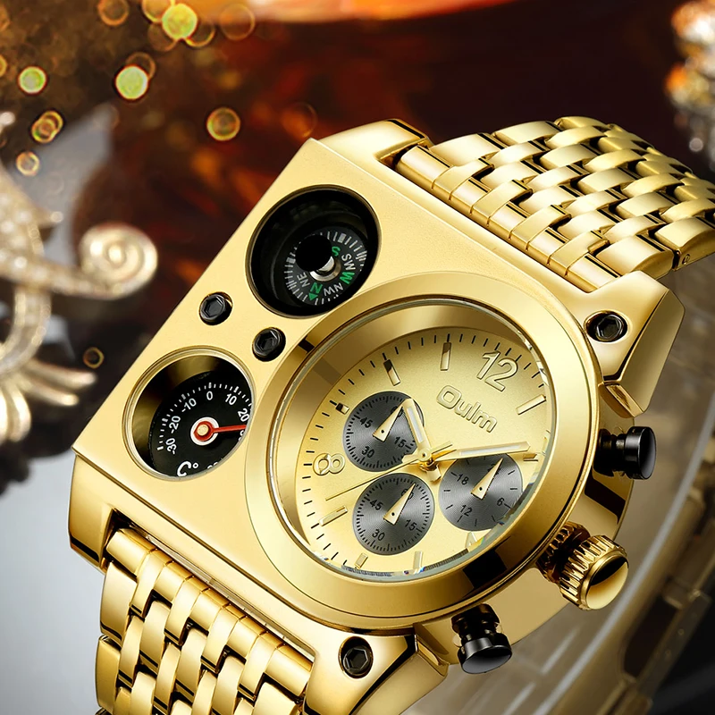 OULM Army Military Watch compass Temperature Display Movement Three ...