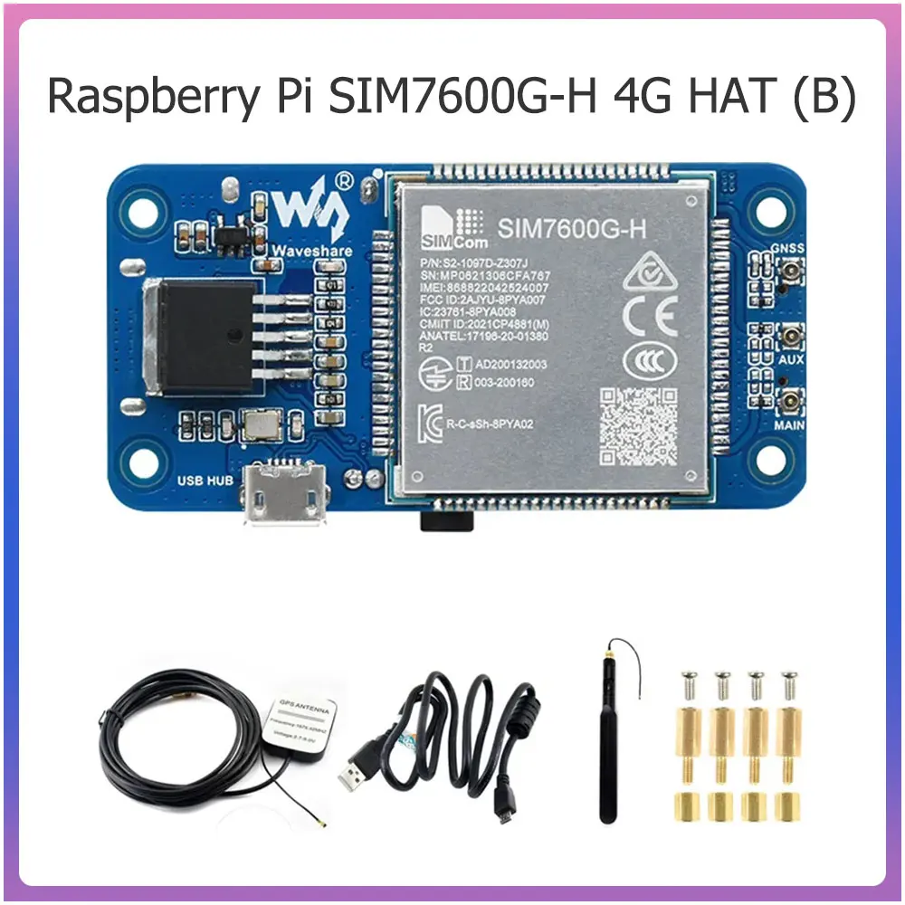 Raspberry Pi SIM7600G-H 4G HAT (B) Expansion Board Support LTE Cat-4 4G 3G 2G GNSS Positioning ...