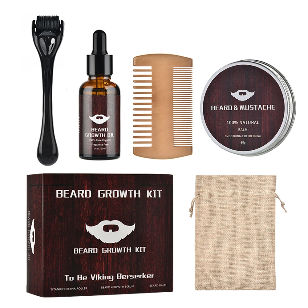 4pcs-set-Beard-Growth-Kit-For-Men-Hair-Enhancer-Thicker-Mustache ...