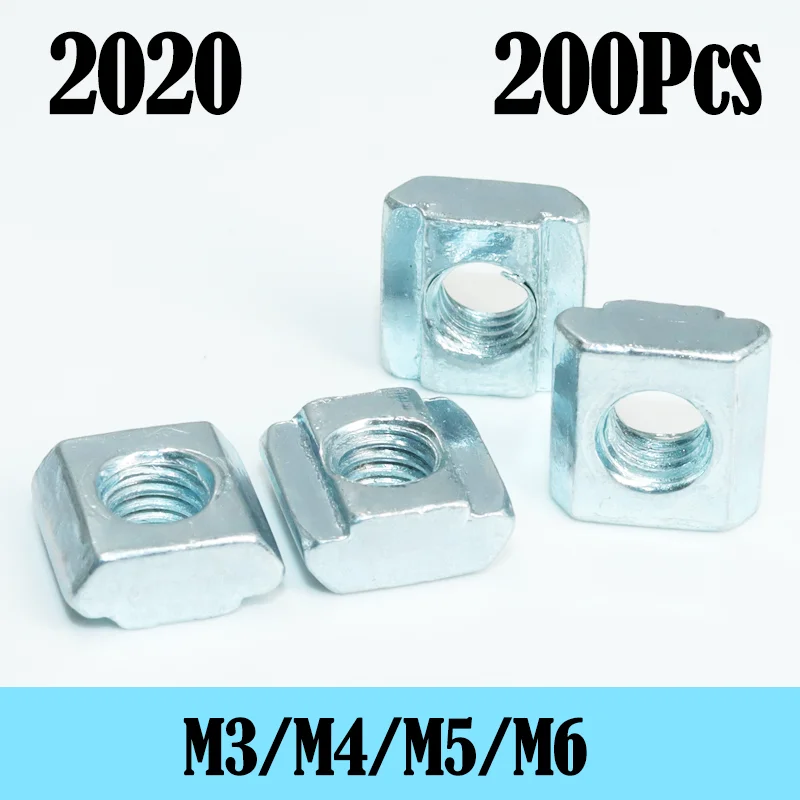 200p/set T Block Square Nut M3 M4 M5 M6 3d Printer Furniture for 2020 ...