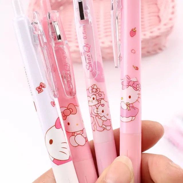 4Psc Set Sanrio Hello Kitty Gel Pens Girls Stationery Press Pen Kawaii ...