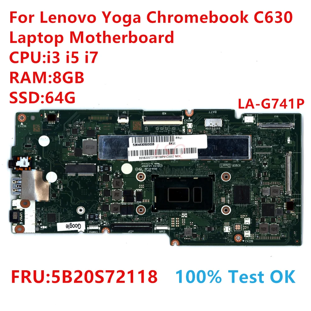 LA-G741P-For-Lenovo-Yoga-Chromebook-C630-Laptop-Motherboard-With-CPU-i3 ...