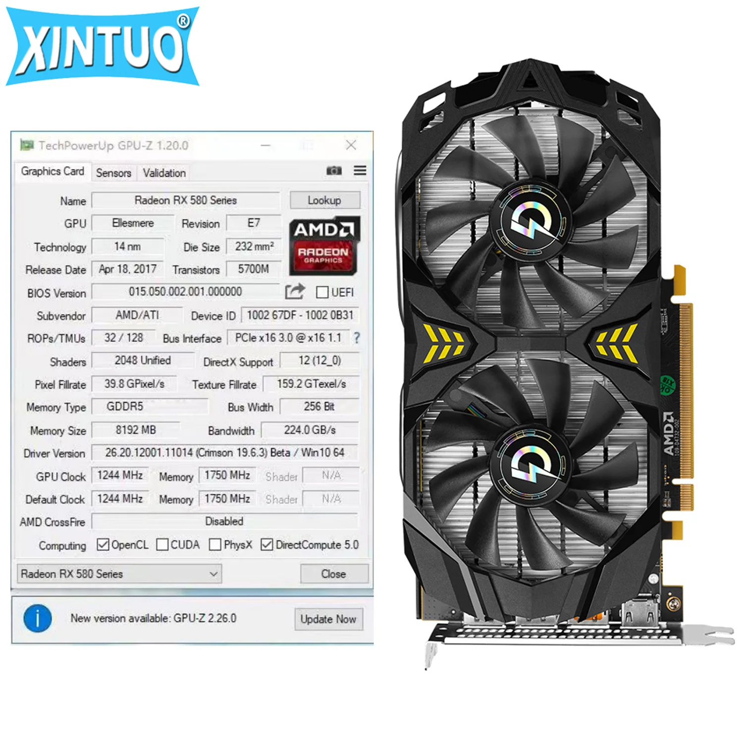 Nueva Tarjeta Gráfica RX580 2048SP De 8GB GDDR5 256Bit