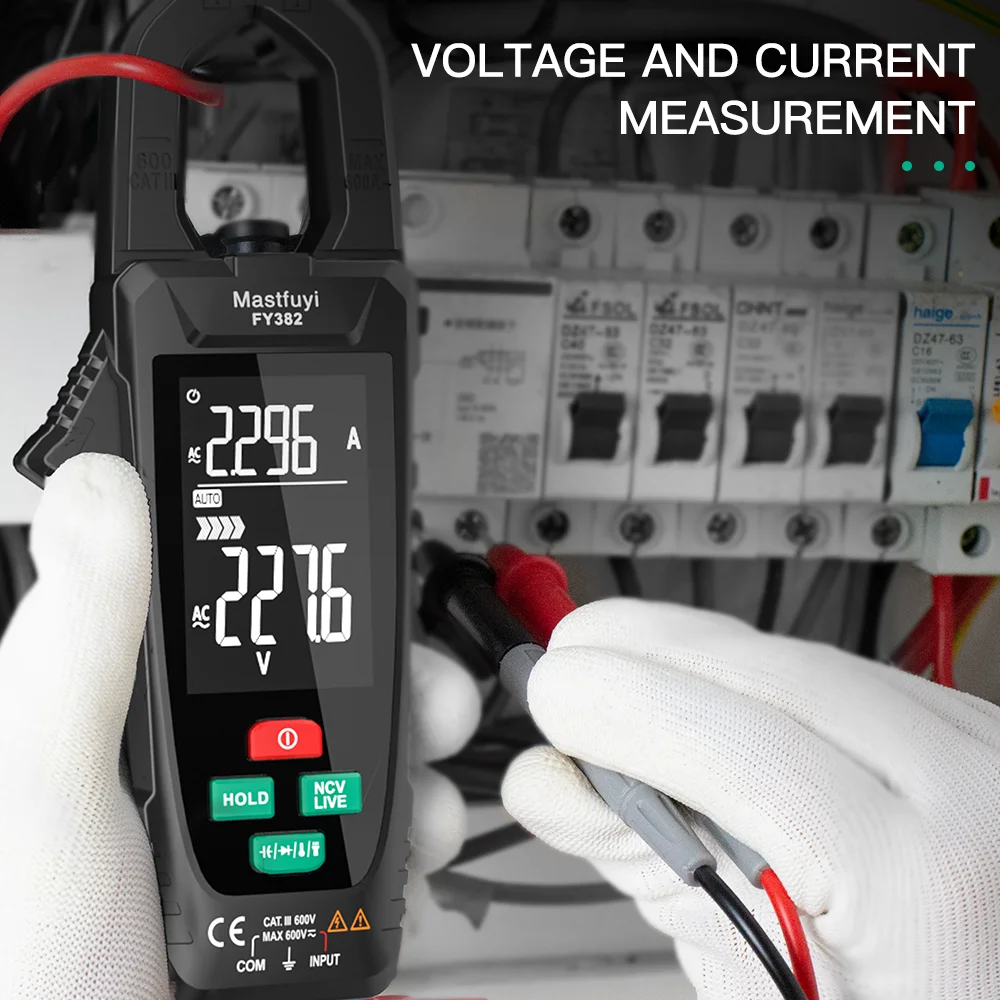 Fy382 Digital Clamp Meter Ac/dc Voltmeter Multimeter 9999 Counts Auto ...